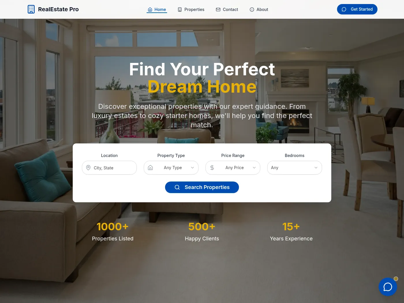 Smart Real Estate Portal with Chatbot and Contact Form