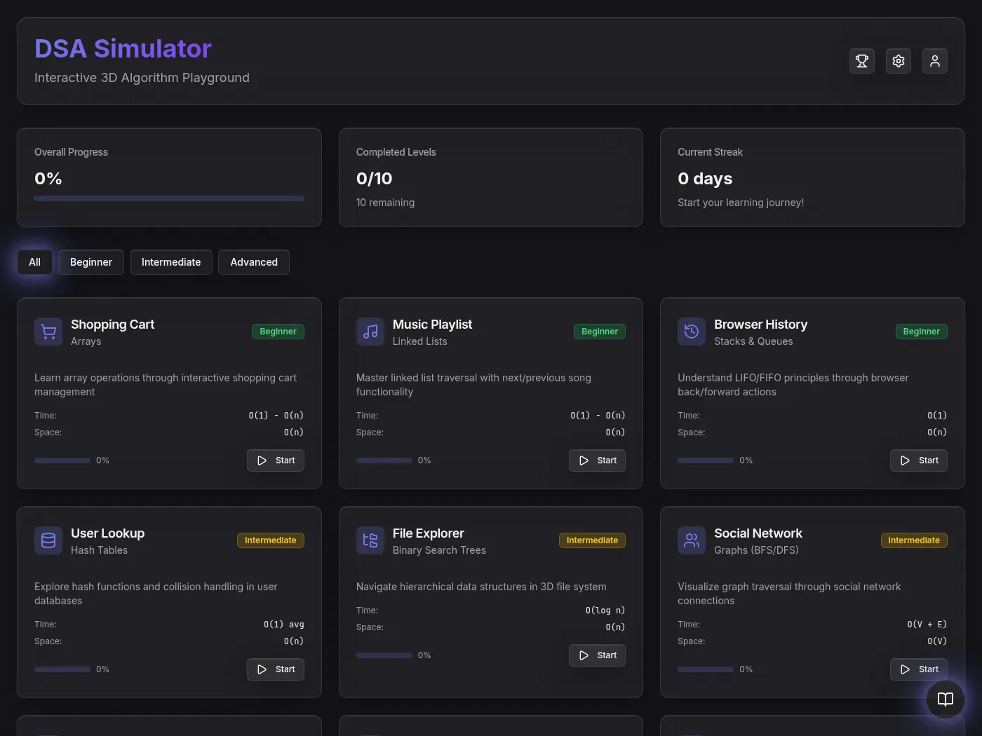 Real-Life DSA Simulator: Interactive 3D Algorithm Playground