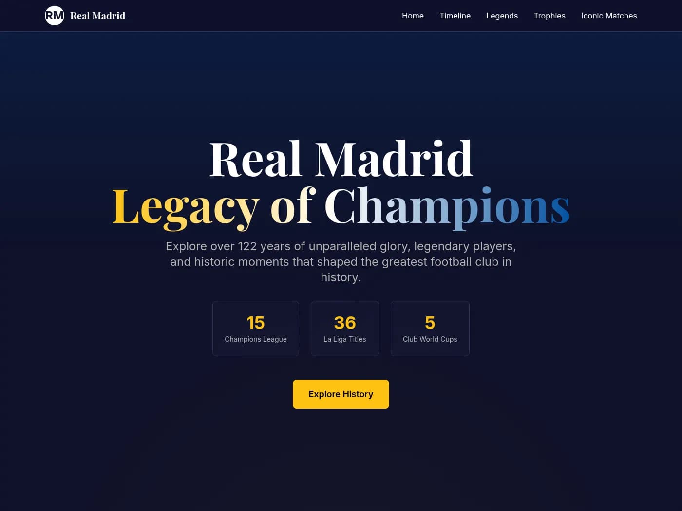 Real Madrid History Explorer Website