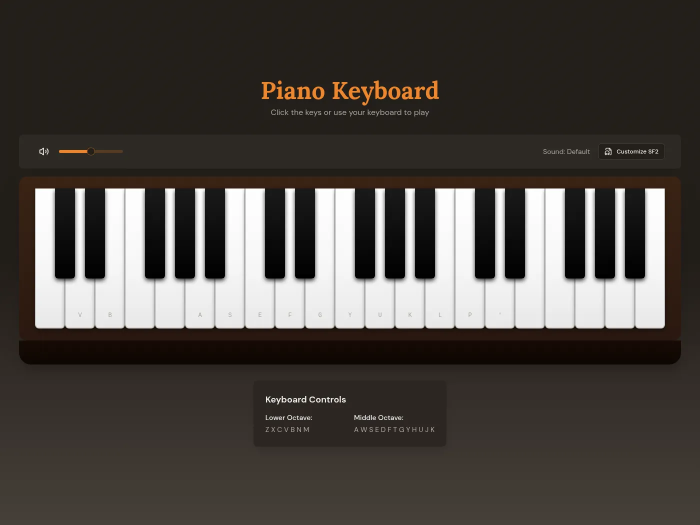 Realistic Piano Keyboard