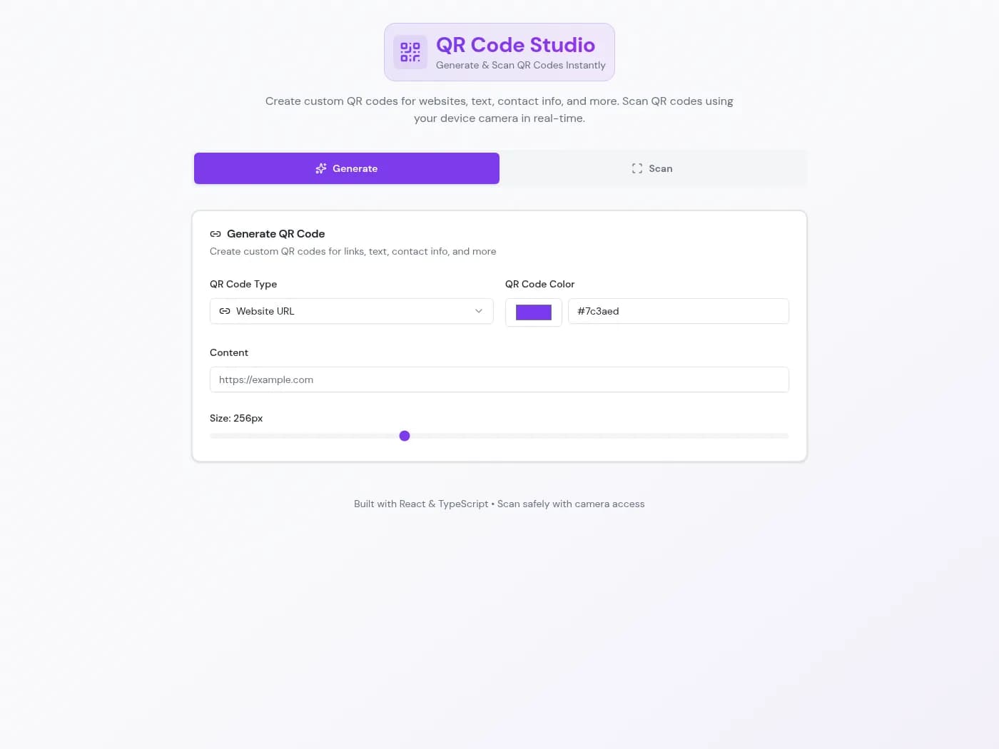 Real QR Code Generator & Scanner