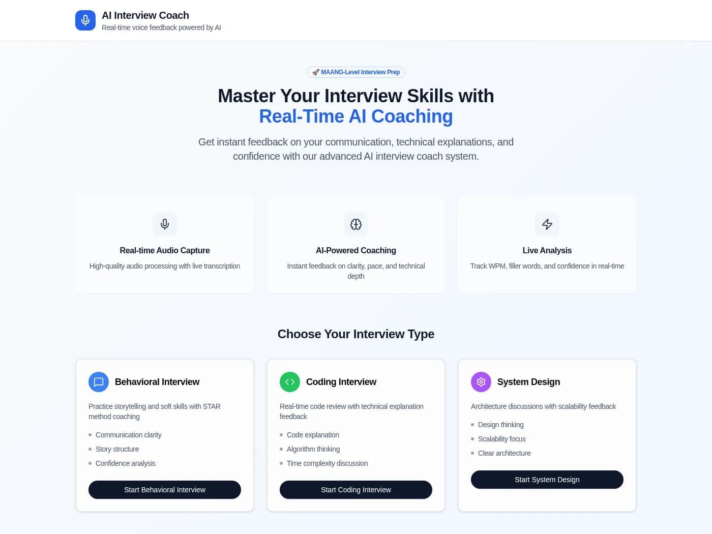 Real-Time AI Interview Coach with Voice Feedback