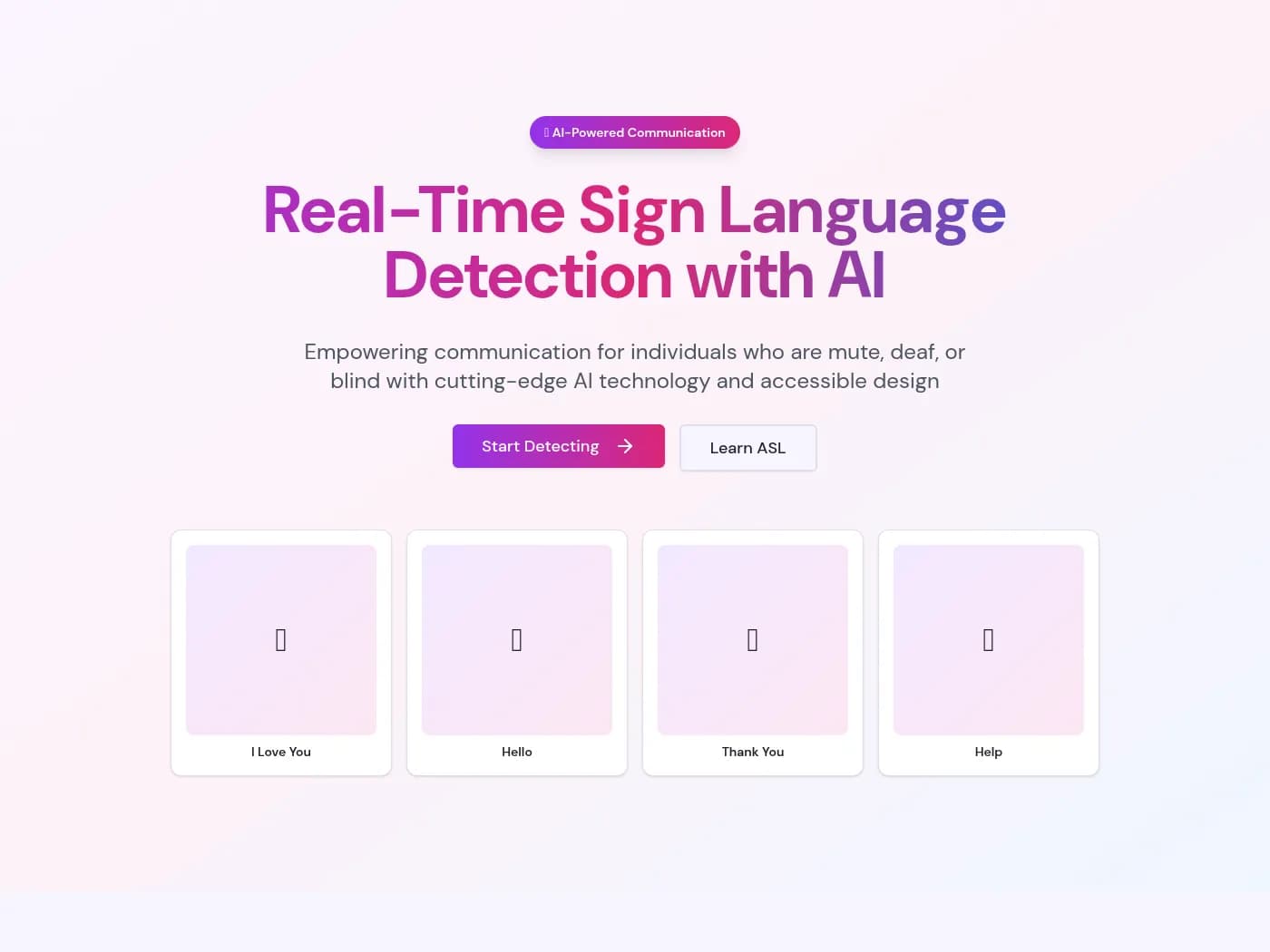 Real-Time Sign Language Detection with AI – Accessible Web Platform for Mute, Deaf, or Blind Users