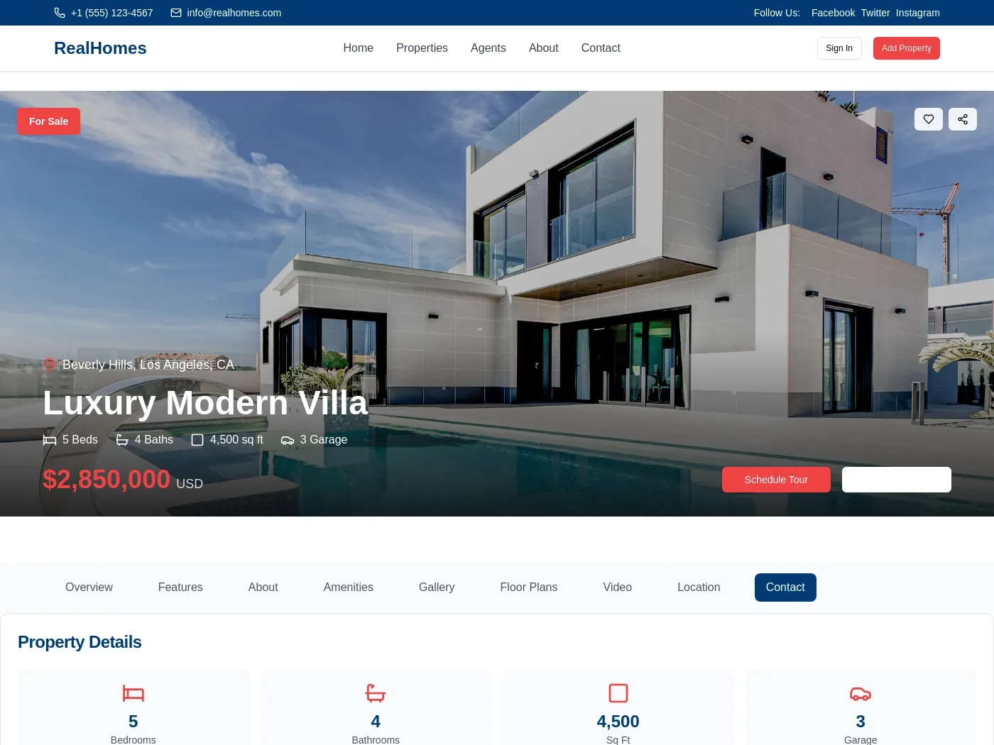 RealHomes Single Property Web Clone