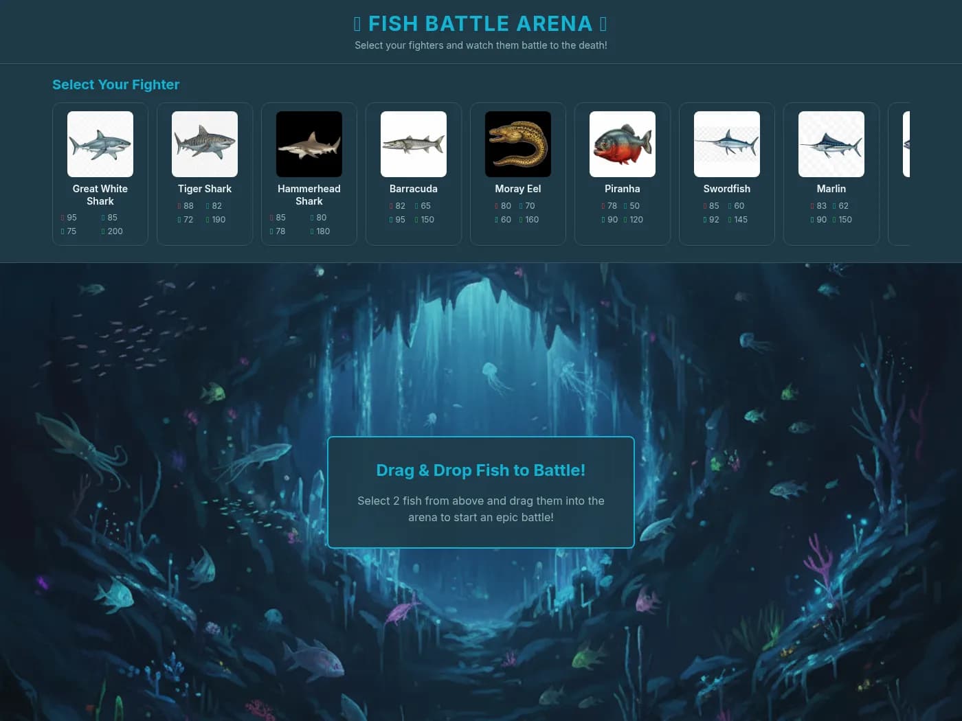 Realistic Fish Aquarium Battle Simulator