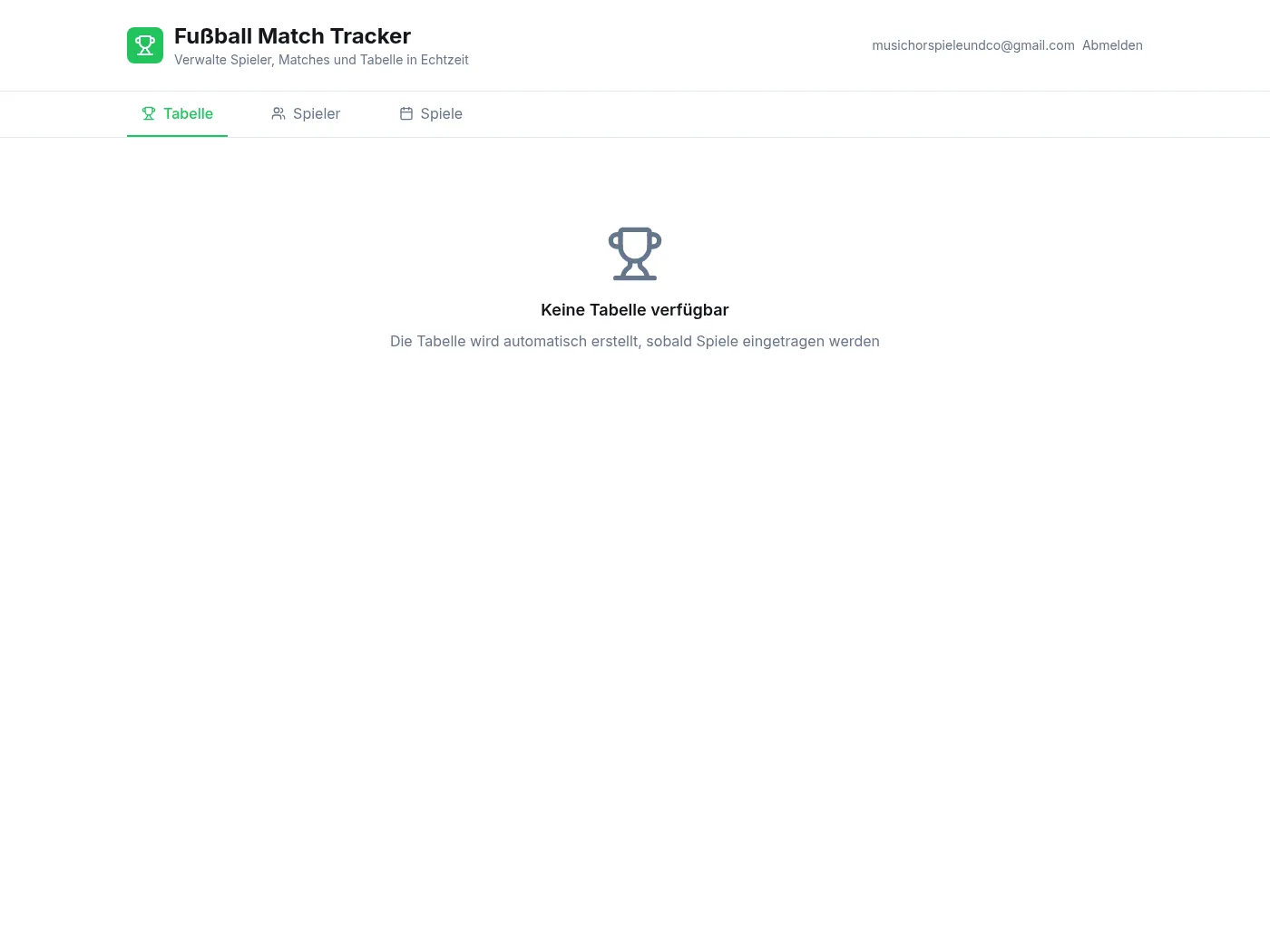 Realtime Fußball-Match-Tracker & Tabellen-Manager mit React und Tailwind