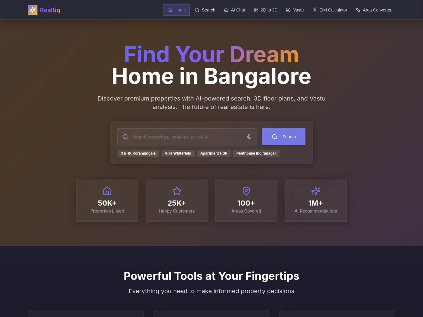 Realtiq: Next-Gen Bangalore Real Estate Platform with 2D-to-3D Floor Plan Conversion