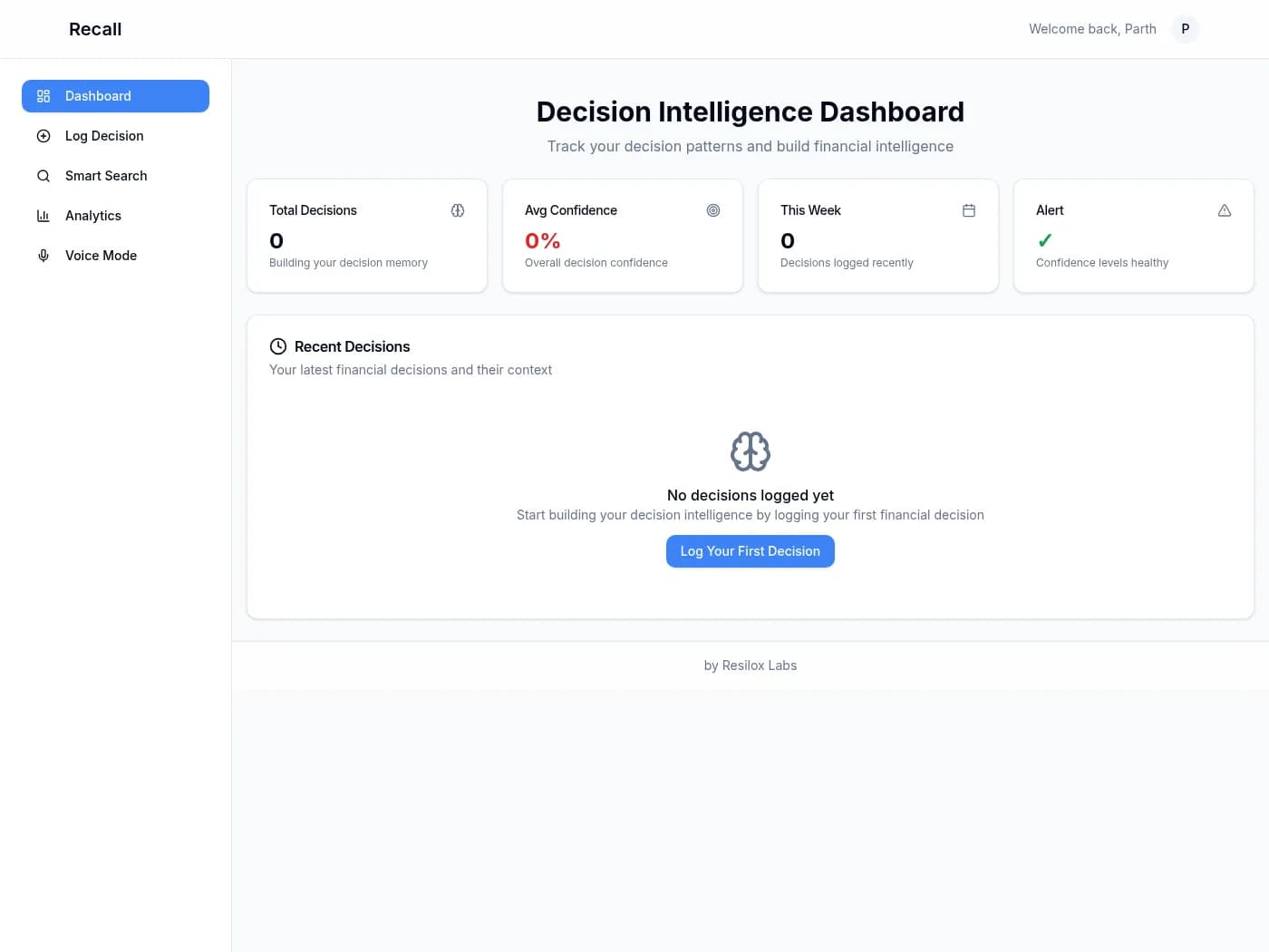 Recall - Financial Decision Intelligence SaaS