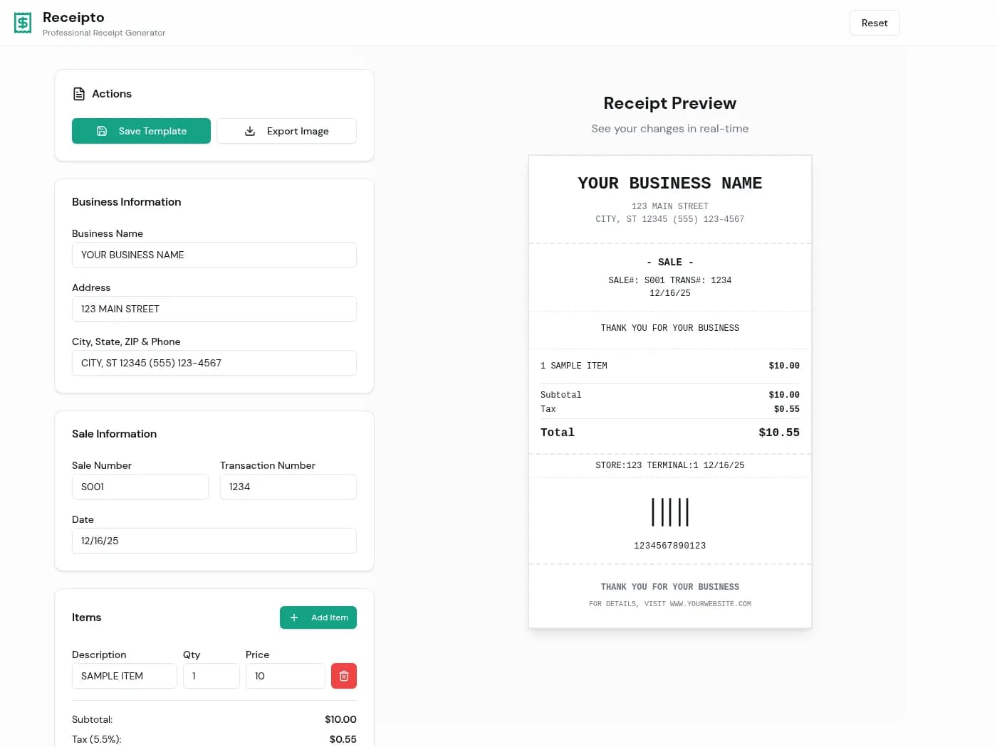 Receipto: Powerful Receipt Generator & Editor