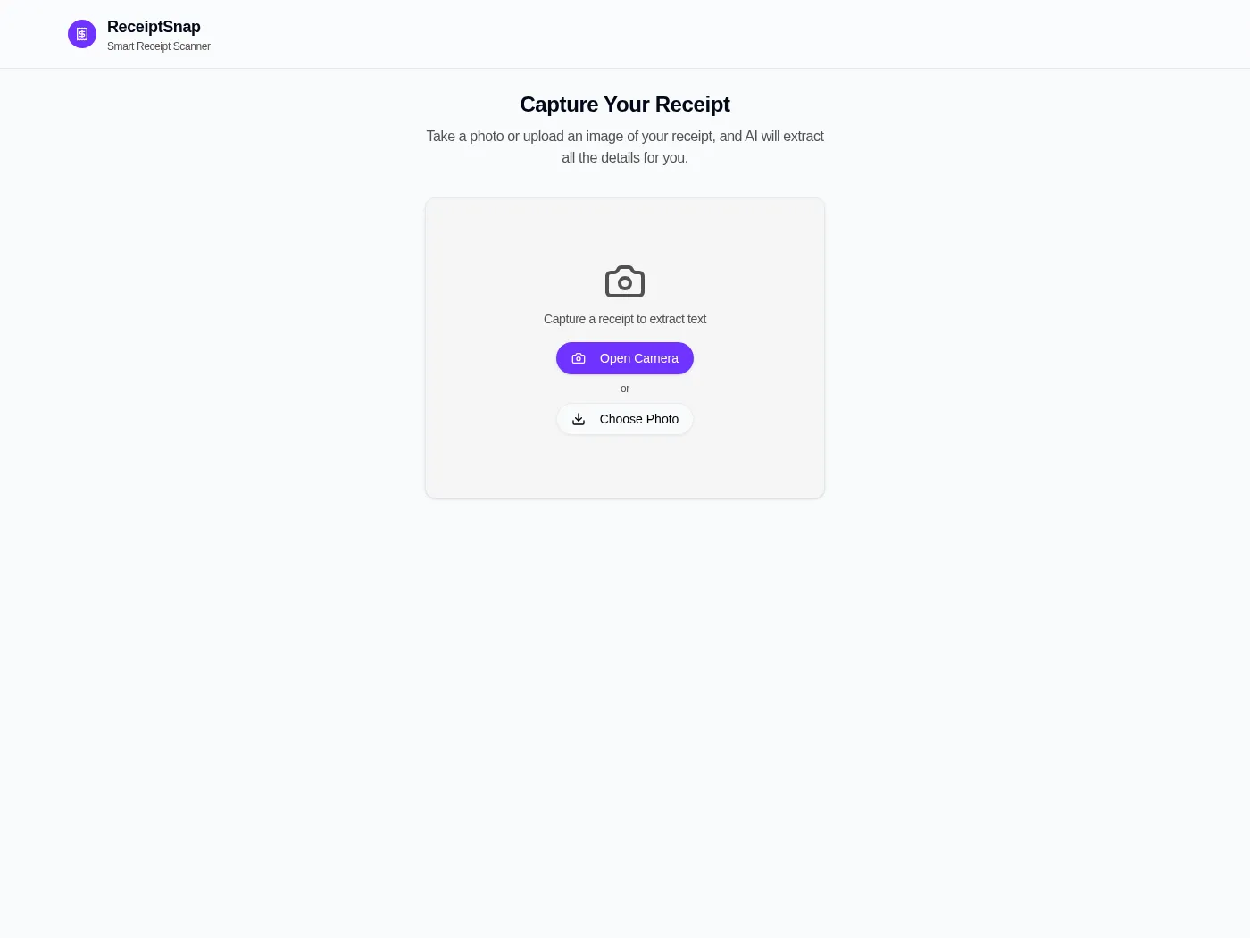 ReceiptSnap - Smart Receipt to Text Converter
