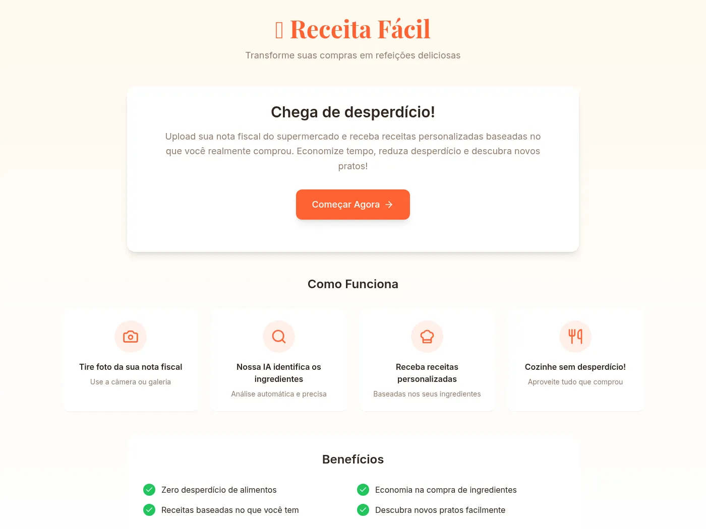 Receita Fácil: Receitas Personalizadas a partir da sua Nota Fiscal