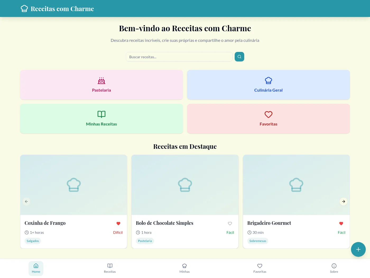 Receitas com Charme - PWA de Receitas Offline com Design Mobile-First