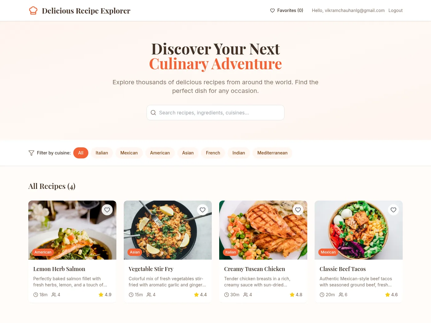 Delicious Recipe Explorer