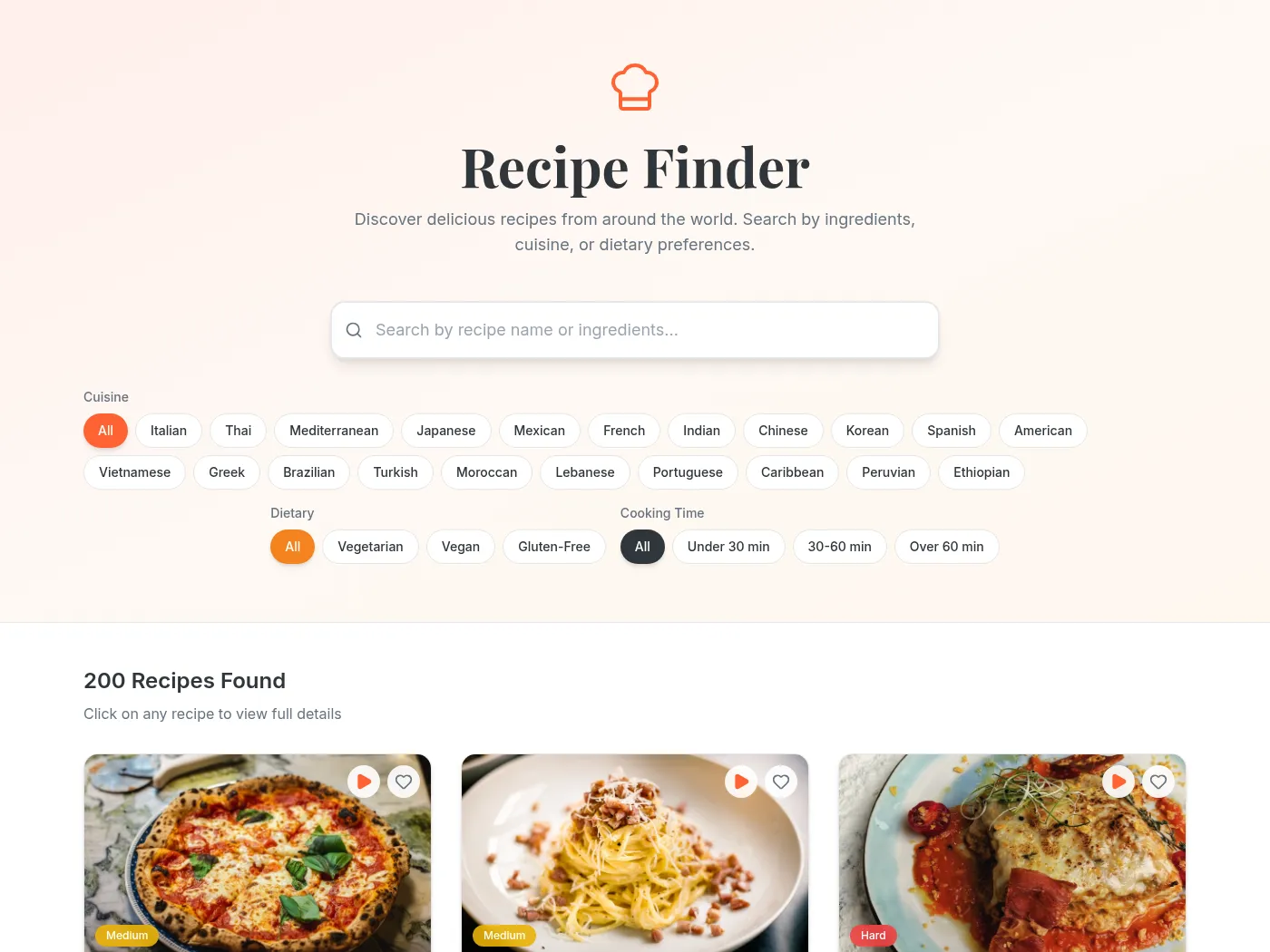 Recipe Finder Website