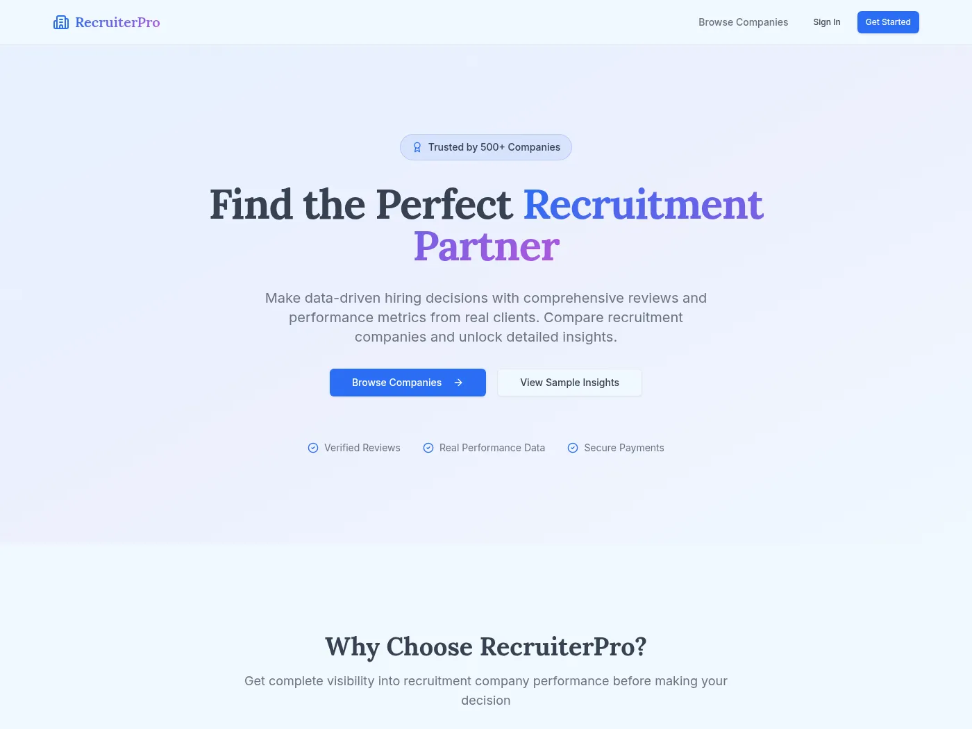 Recruitment Company Review & Insights Platform