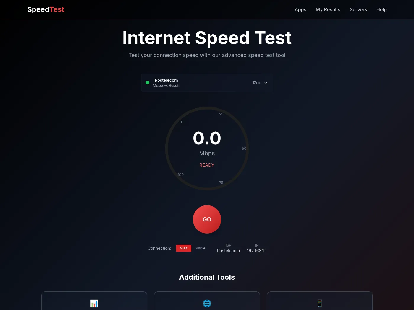 Red and Black Speed Test Web App