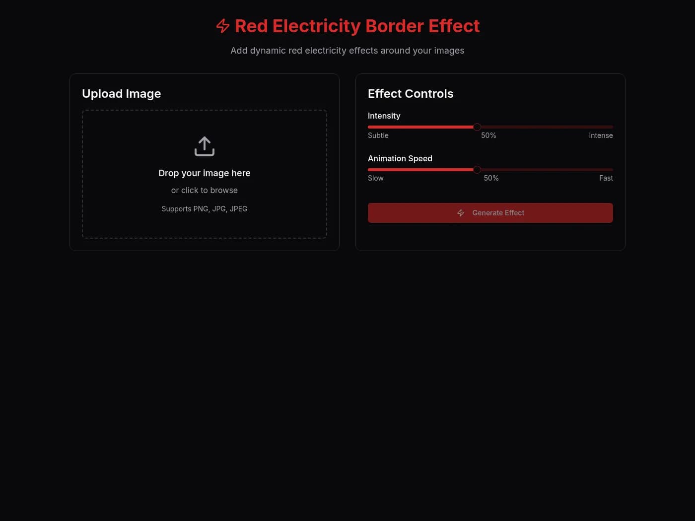 Red Electricity Border Effect Generator