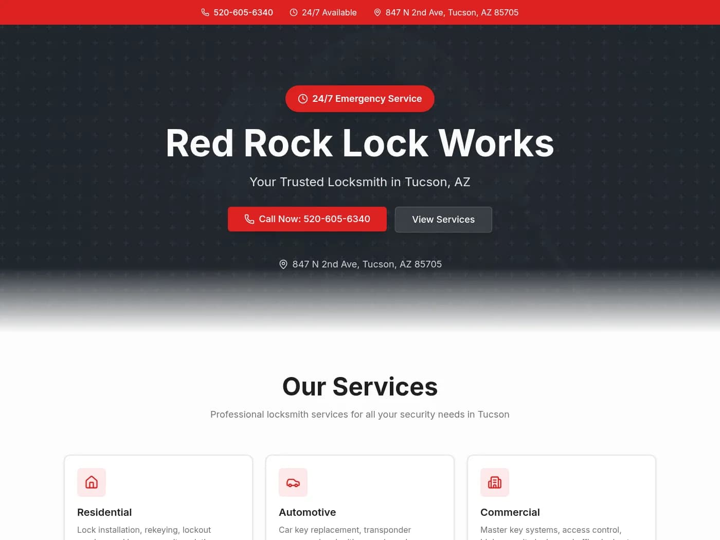 Red Rock Lock Works Locksmith Website