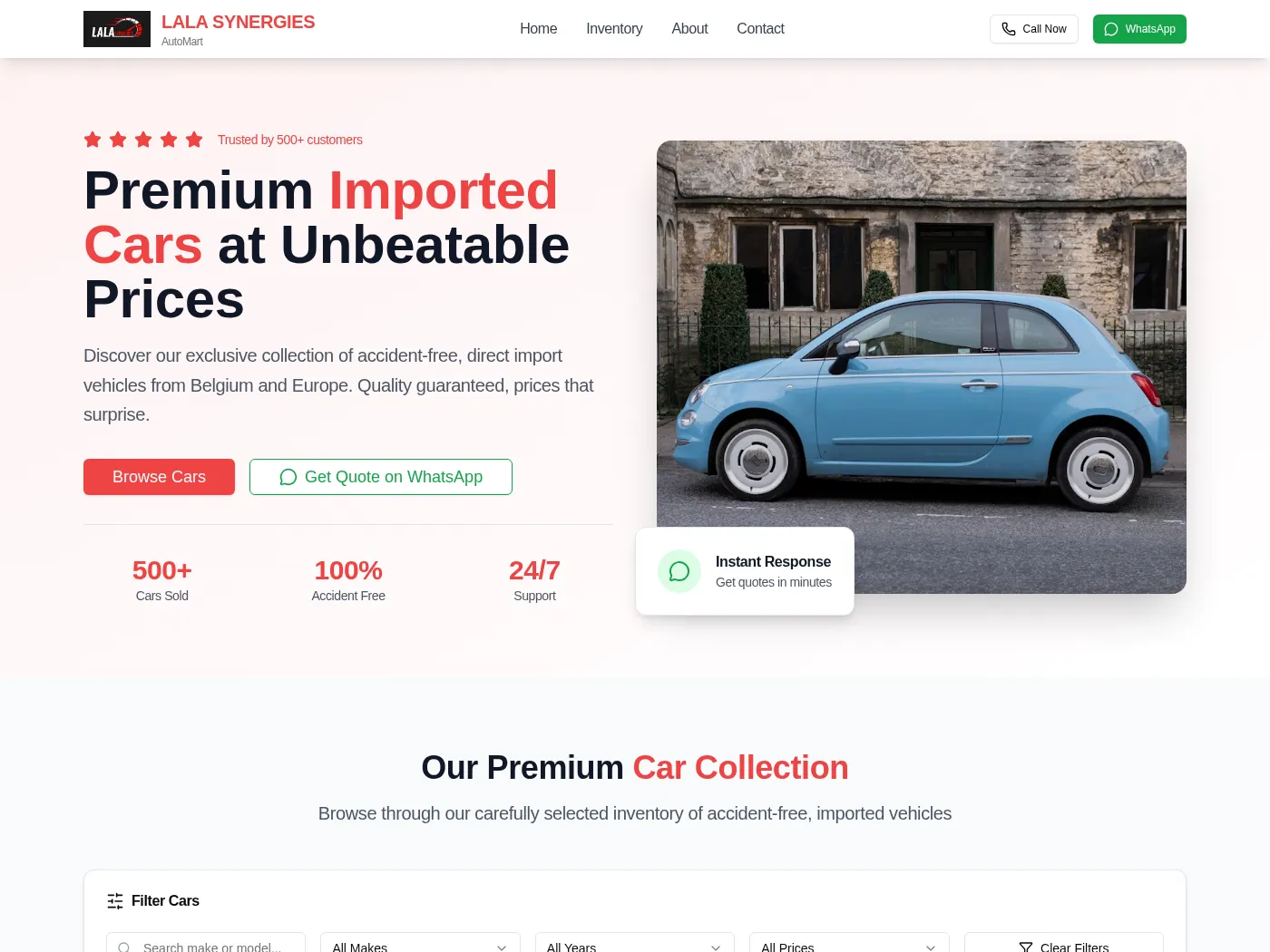 Red & White AutoMart: Pro Ecom Car Dealership Website