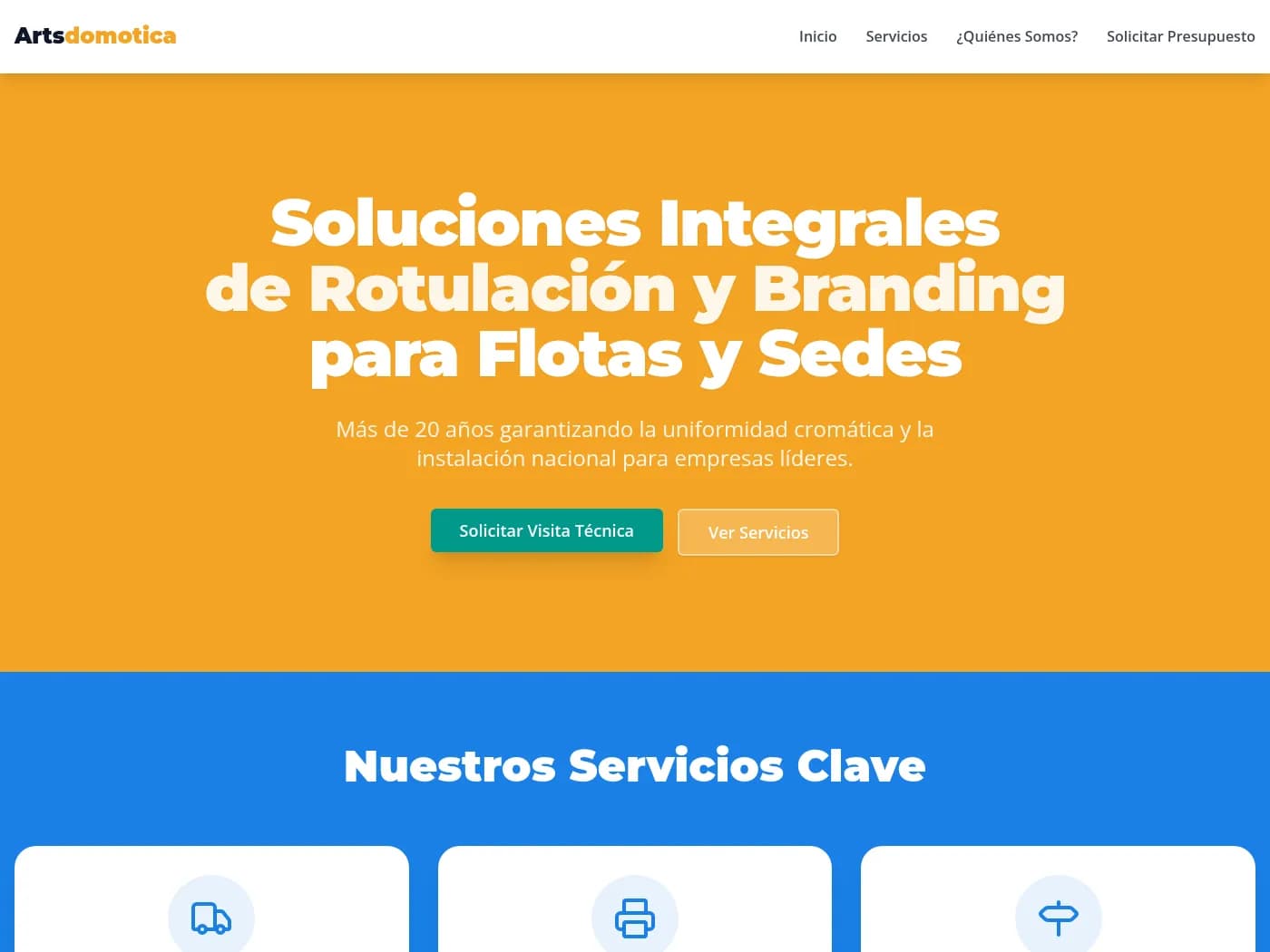 Rediseño de Arts Domótica Web Inspirado en PDF de Referencia