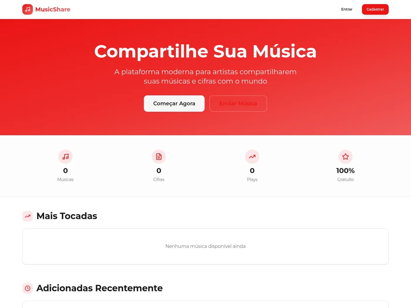 Redesign Sua Música – Modern Music Sharing Platform