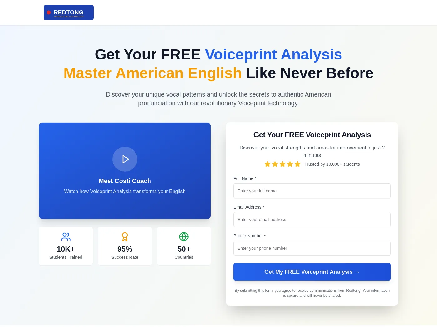Redtong Voiceprint Analysis Lead Magnet