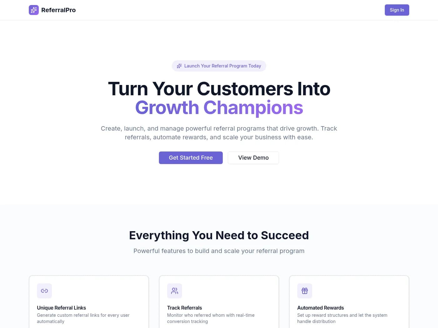 ReferralPro: SaaS Referral Program Platform