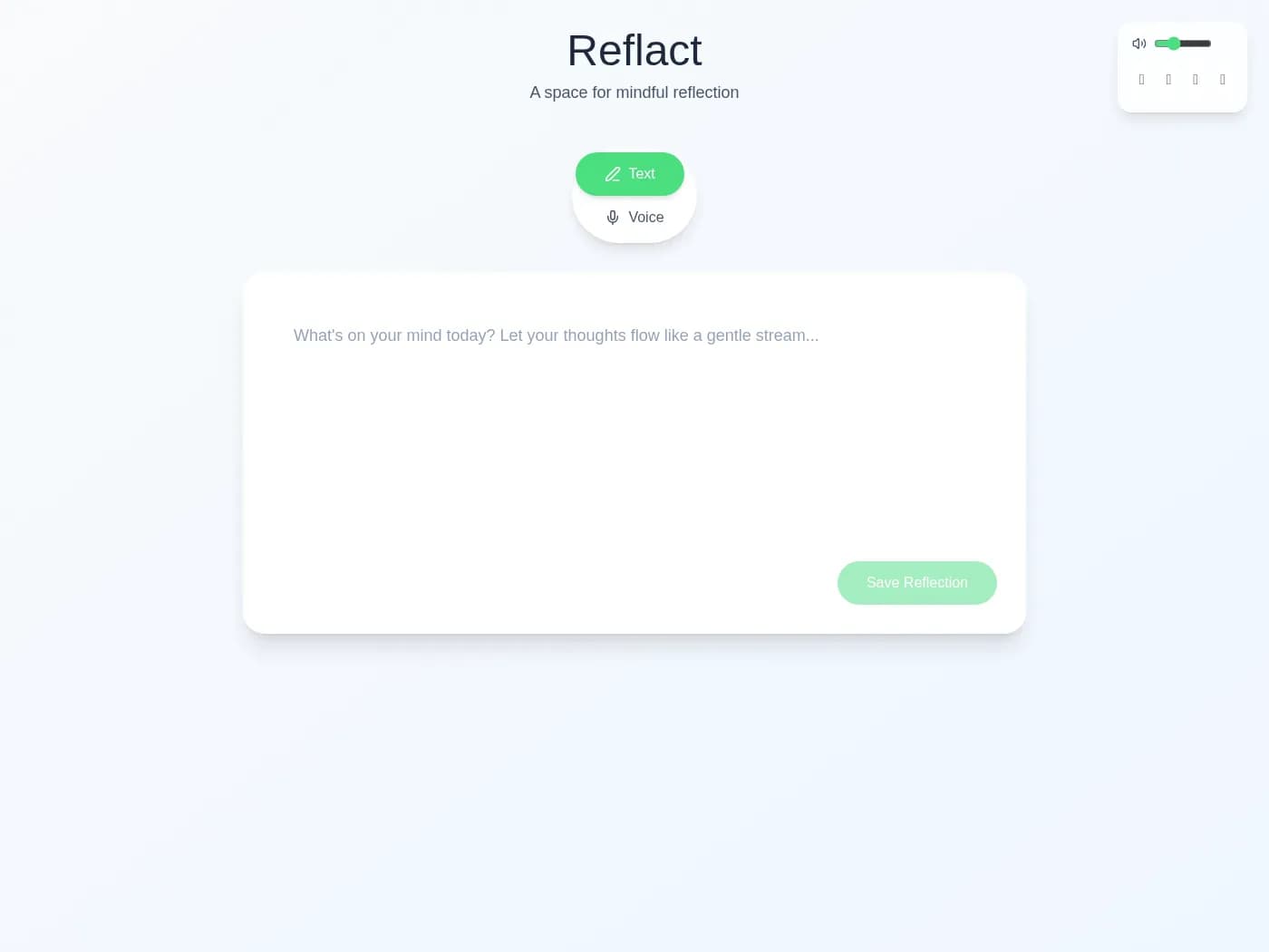 Reflact: Minimalist Zen Journaling App with Text & Voice, Smart Reflections, and Calming Sounds