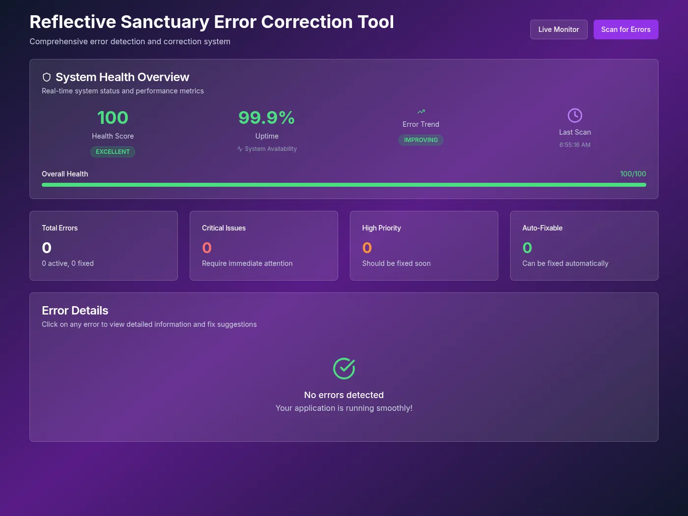 Reflective Sanctuary Error Correction Tool
