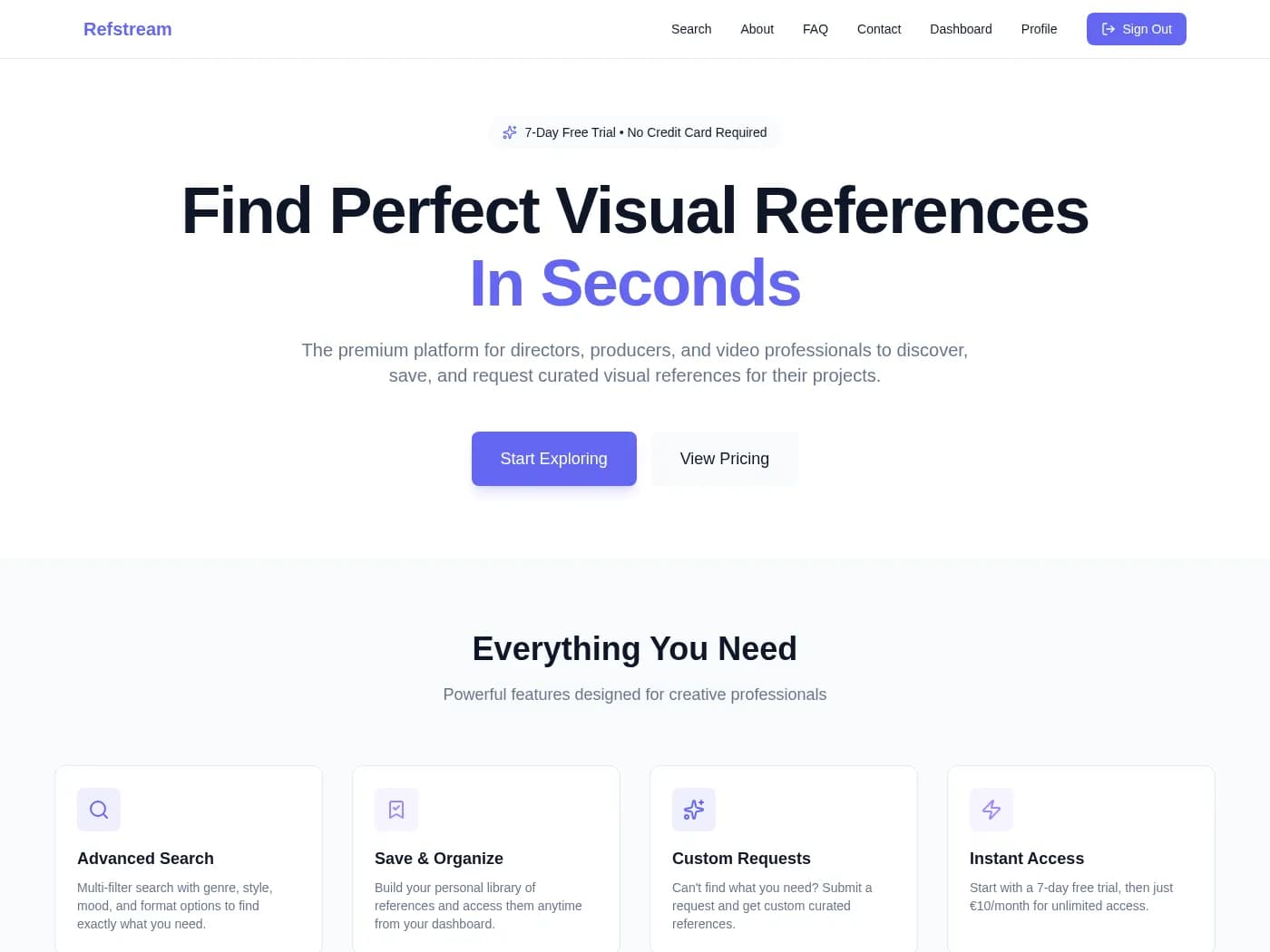 Refstream: A Modern Visual Reference Hub for Video Creatives