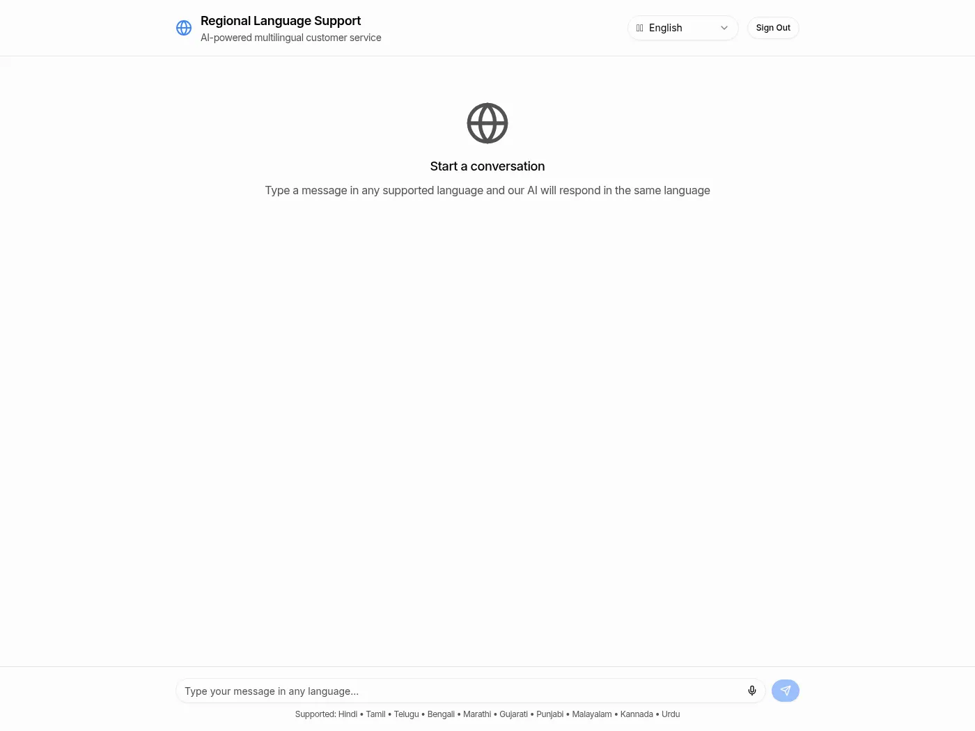 Regional Language Customer Support Chatbot