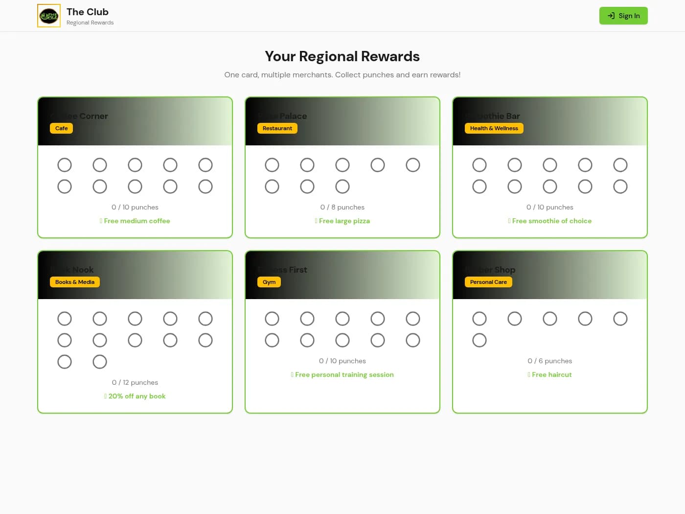 Unified Regional Punch Card with Merchants