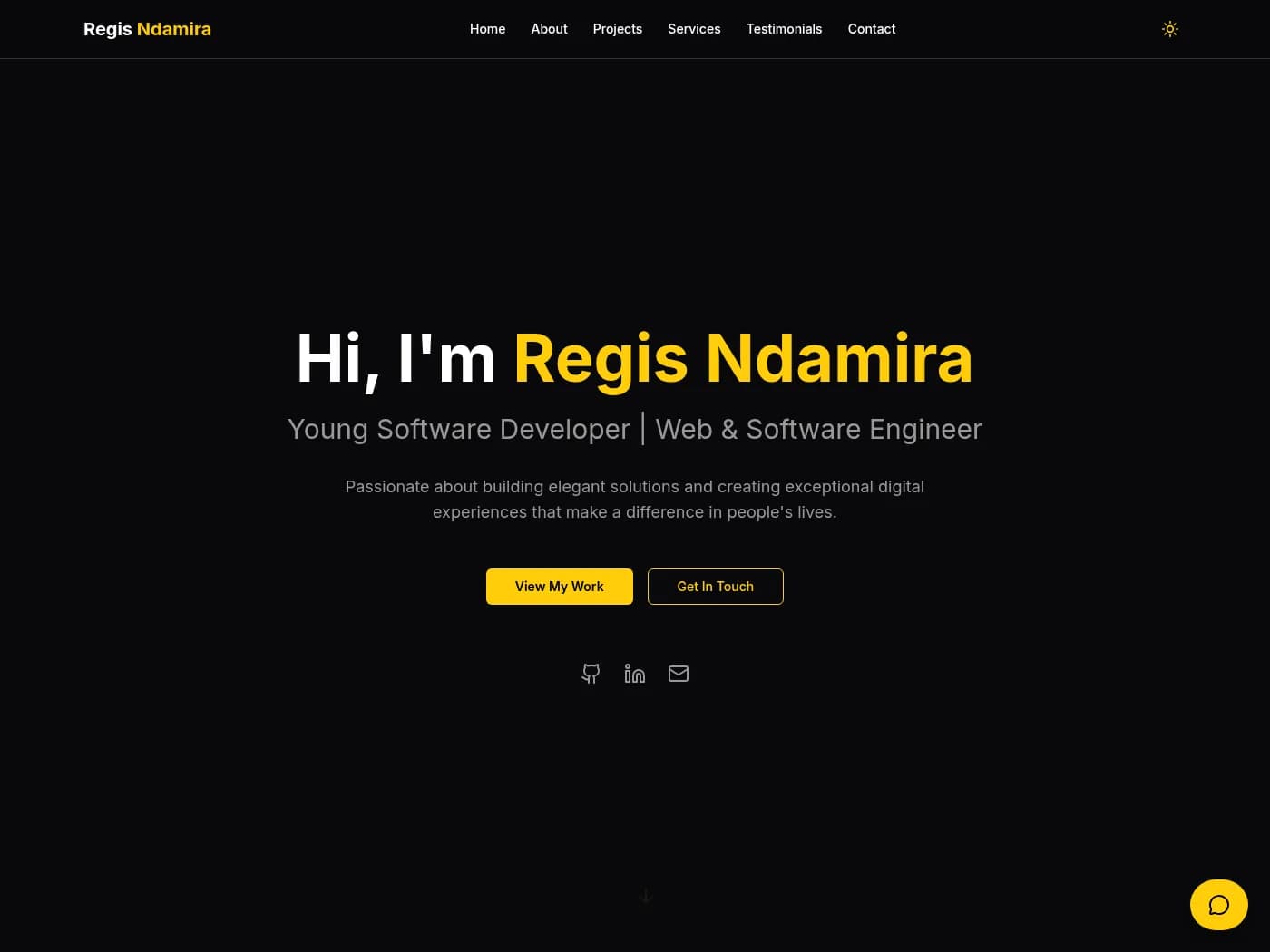 Regis Ndamira – Modern Interactive Portfolio Website