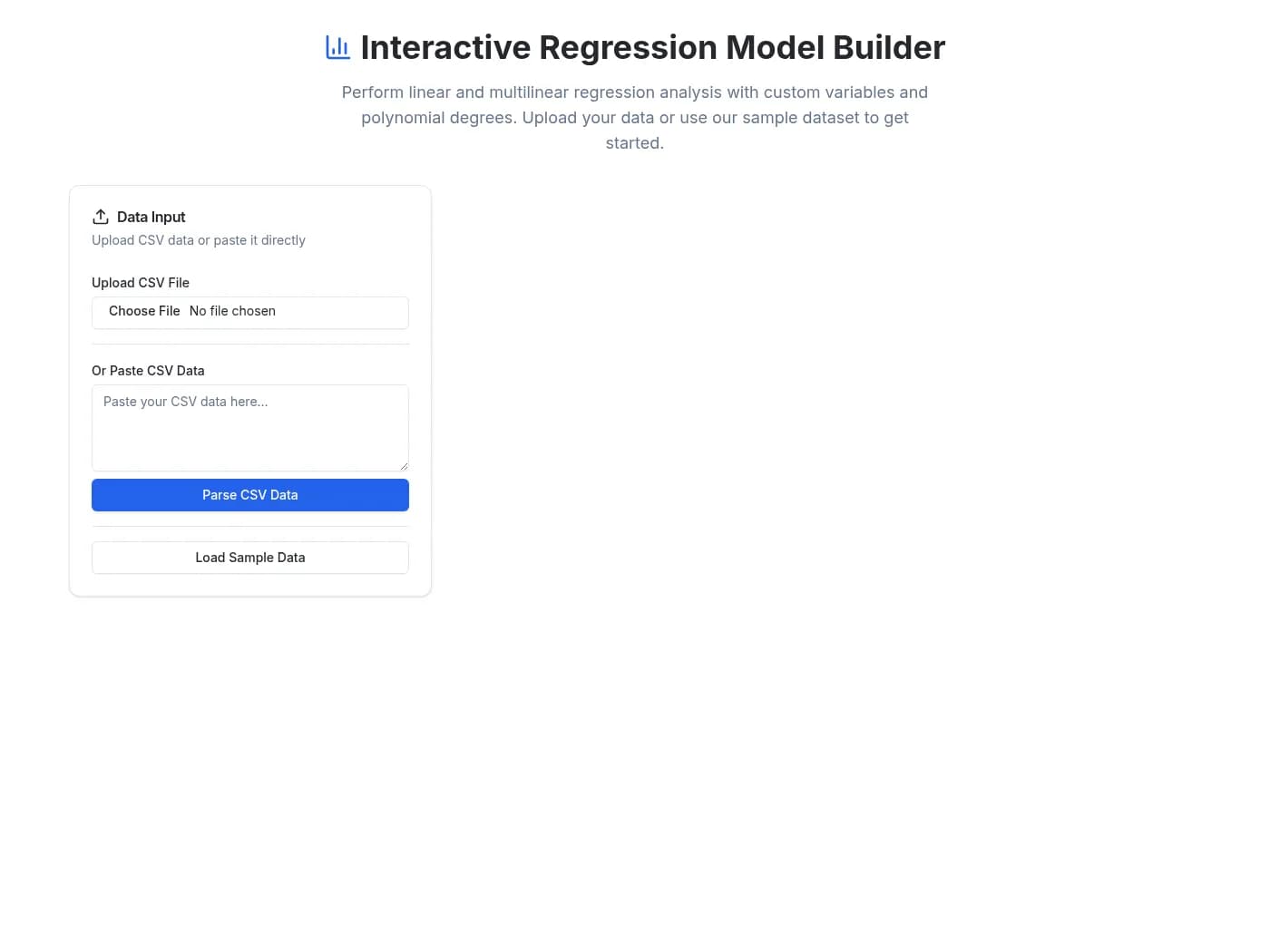 Interactive Regression Model Builder Website