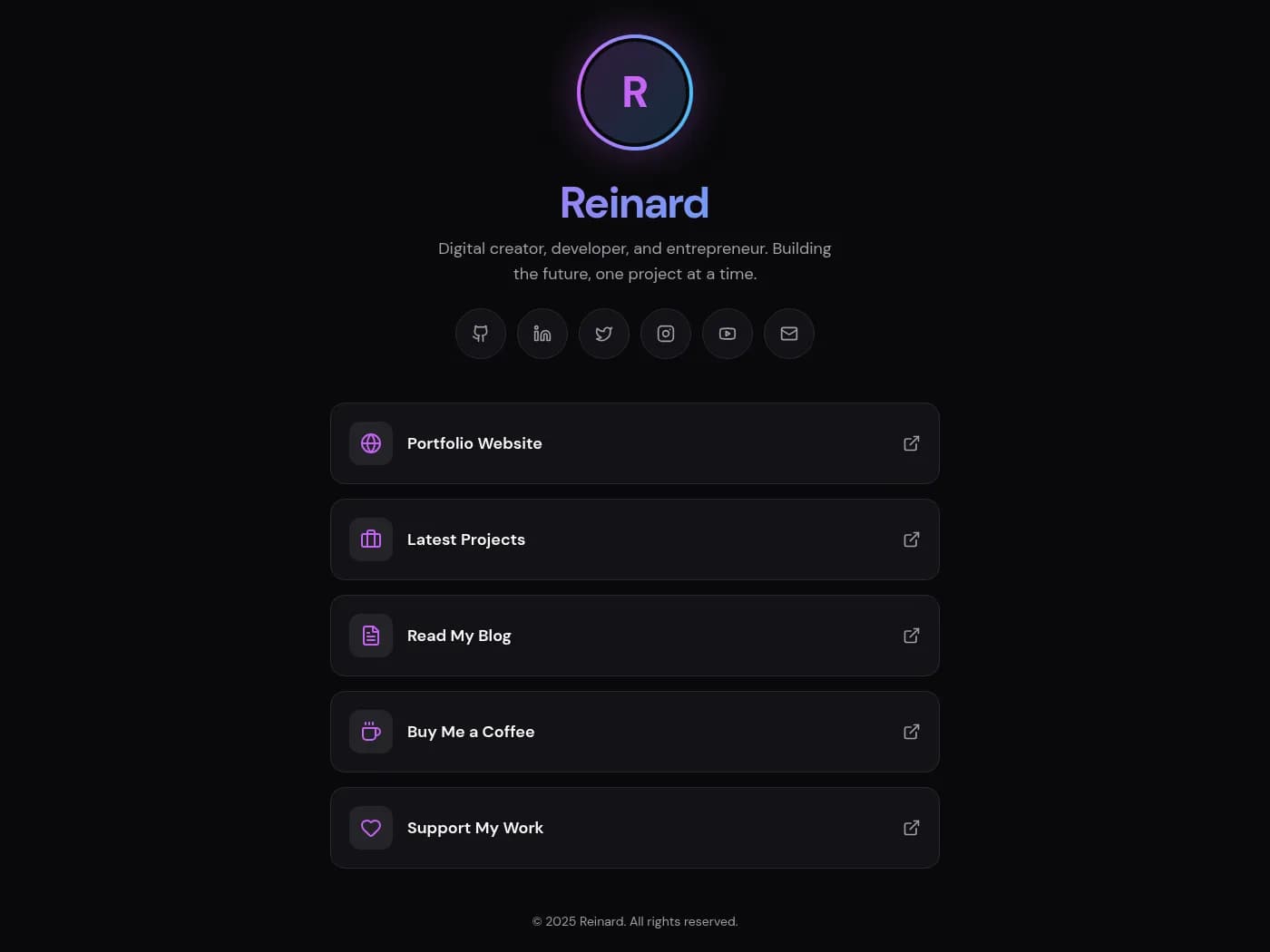 Personal Link-in-Bio Page for Reinard