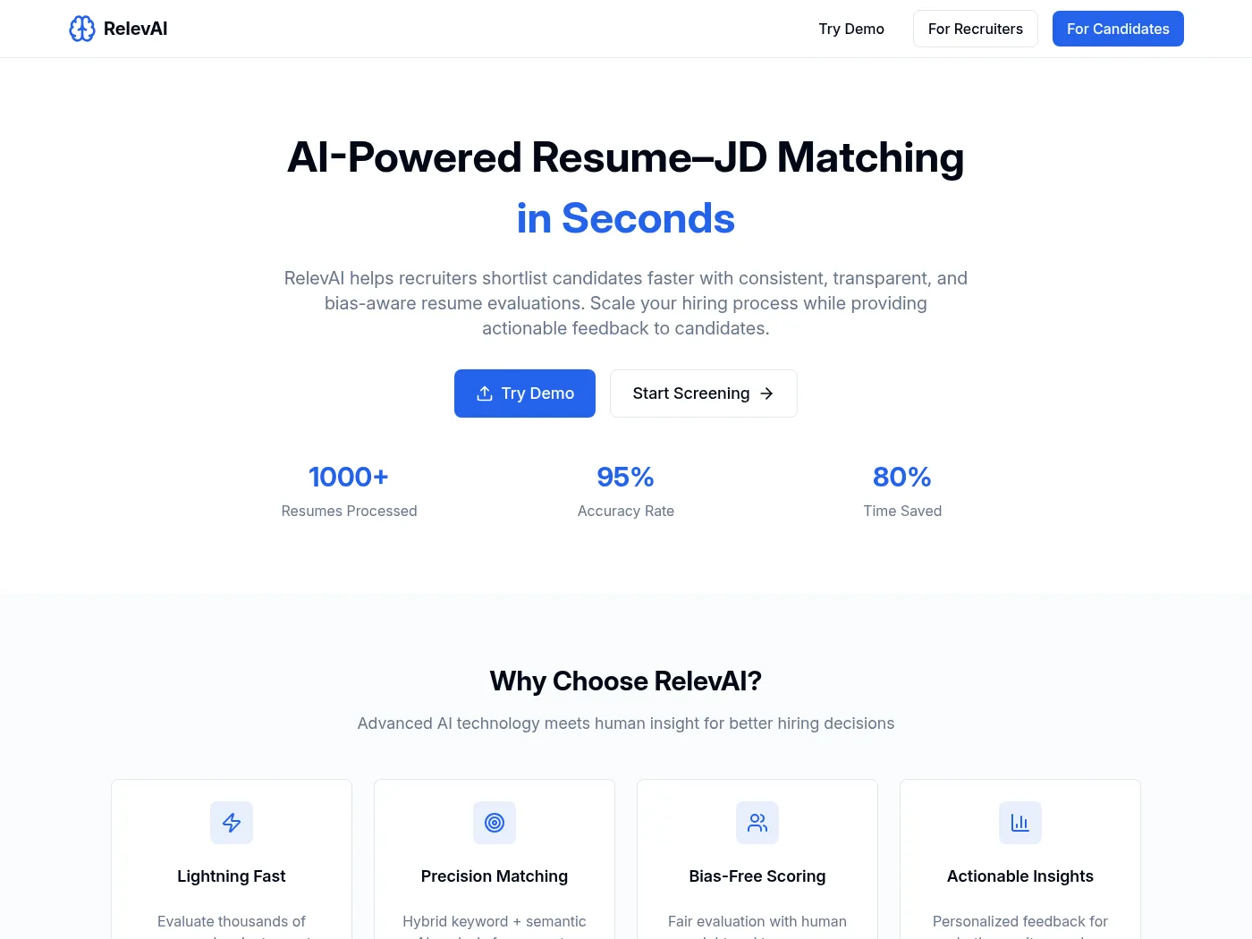 RelevAI - AI-Powered Resume Relevance & Fairness Platform for Recruiters and Students