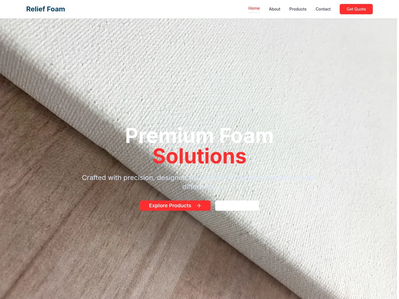 Relief Foam Professional Website MVP
