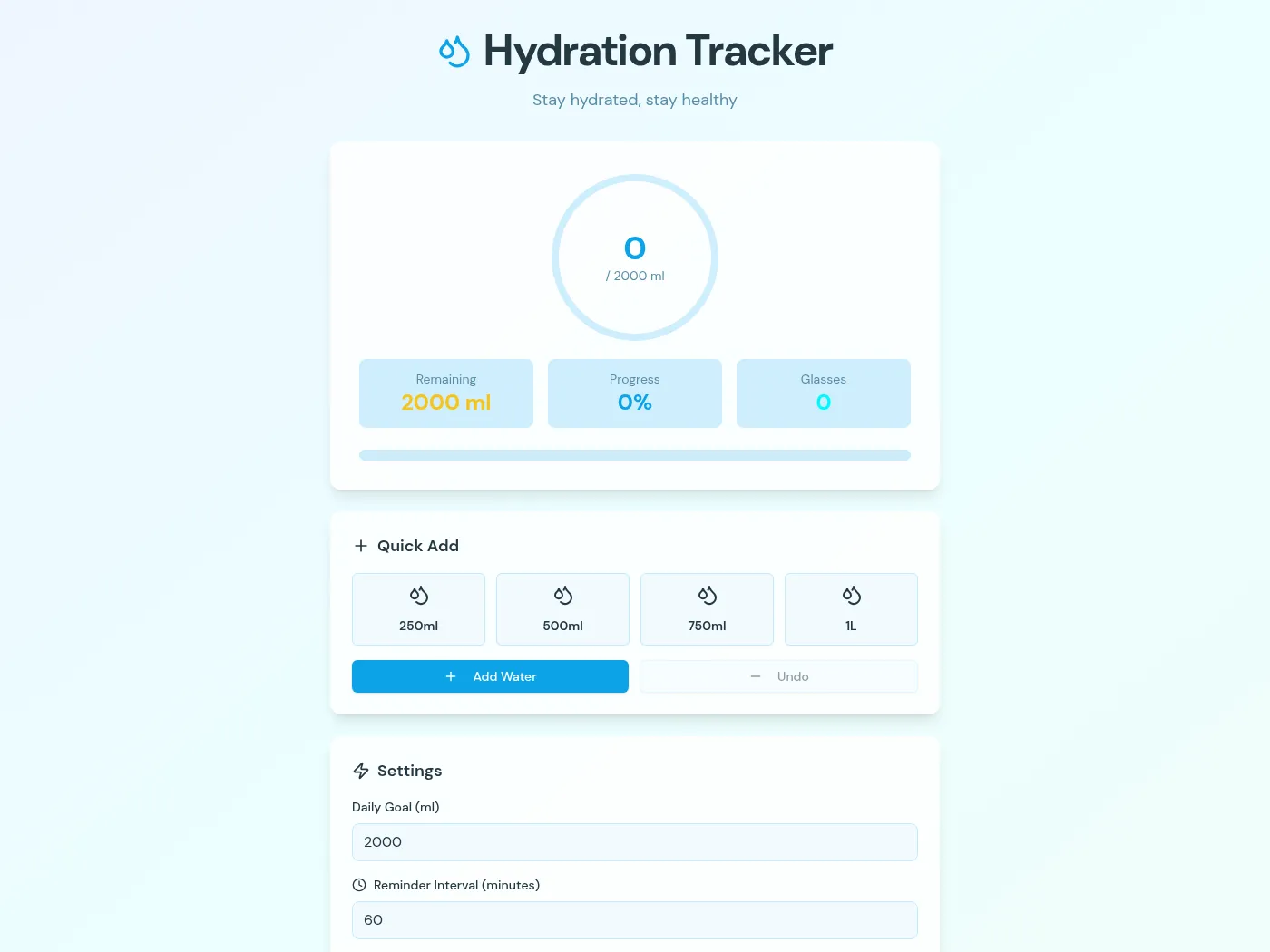 Hydration Reminder Web App