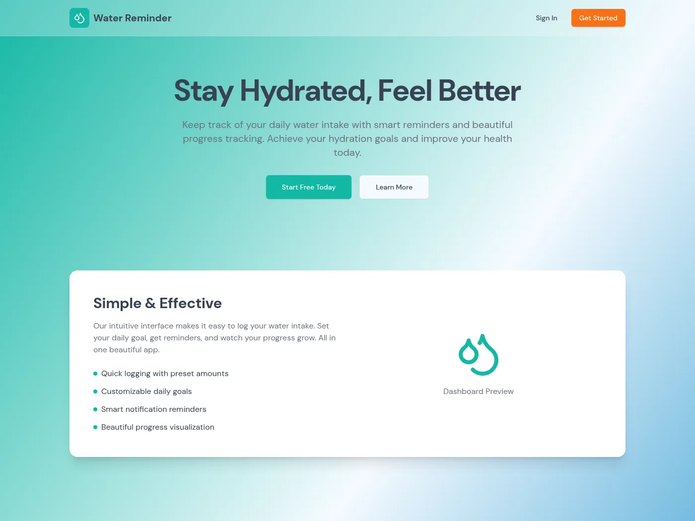 Water Drink Reminder Web App