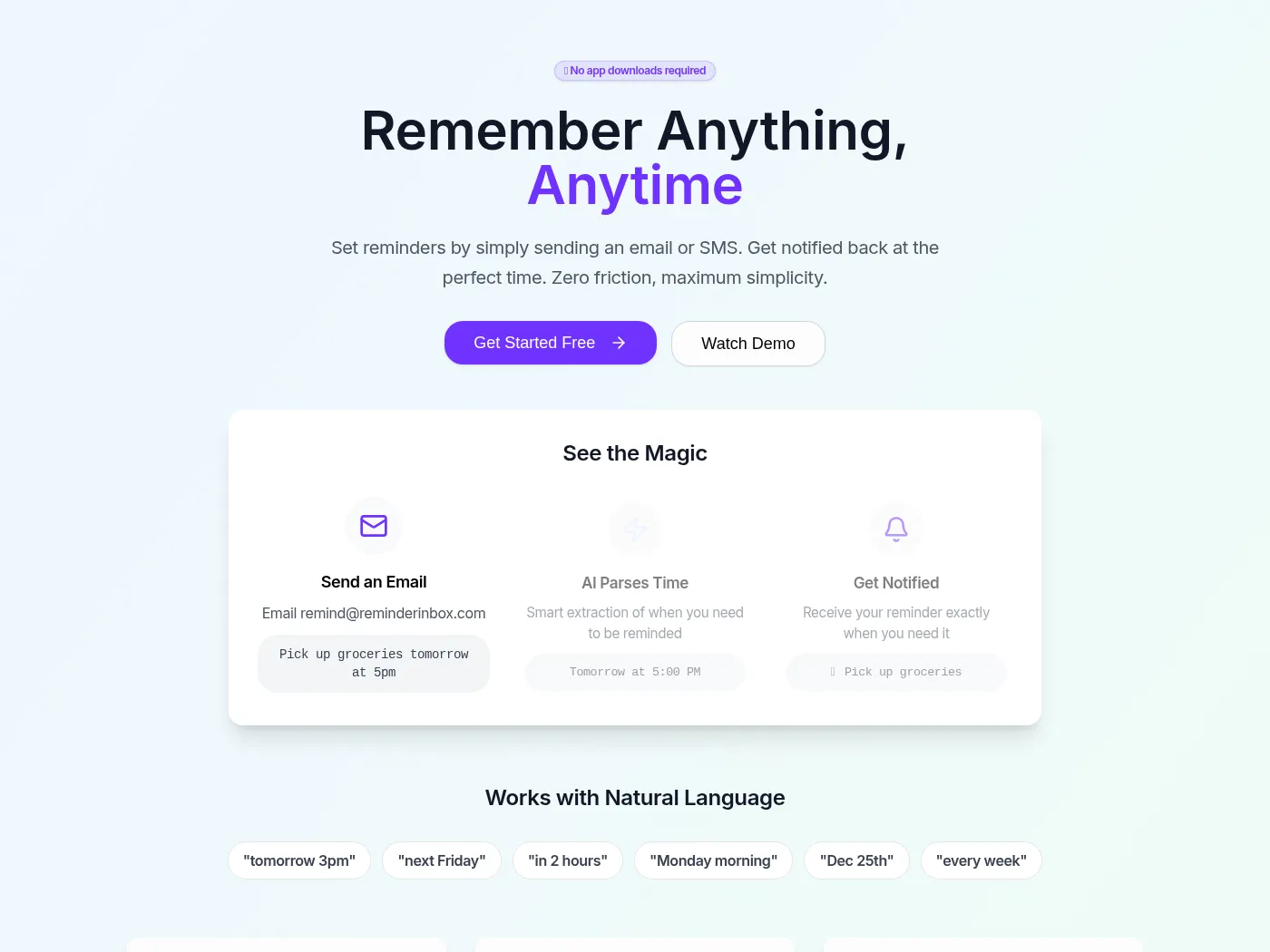 Reminder Inbox: Effortless Reminders via Email & SMS