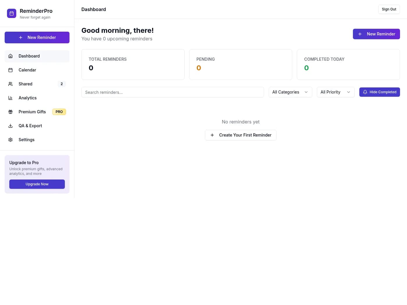 ReminderPro - Live Reminder and Calendar Integration App