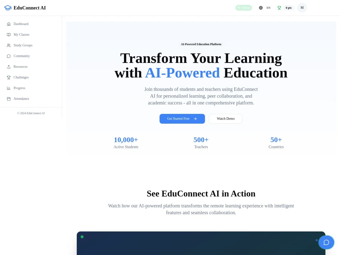AI-Powered Remote Classroom Platform with Community Learning & Rewards