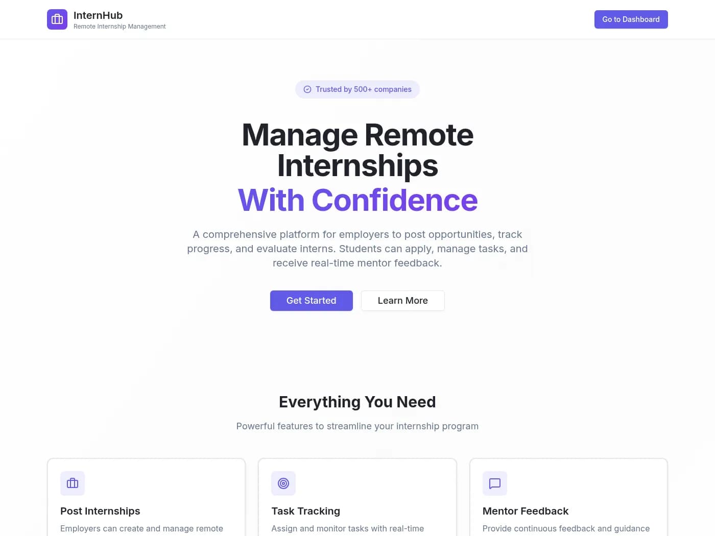 Remote Internship Management & Evaluation Platform