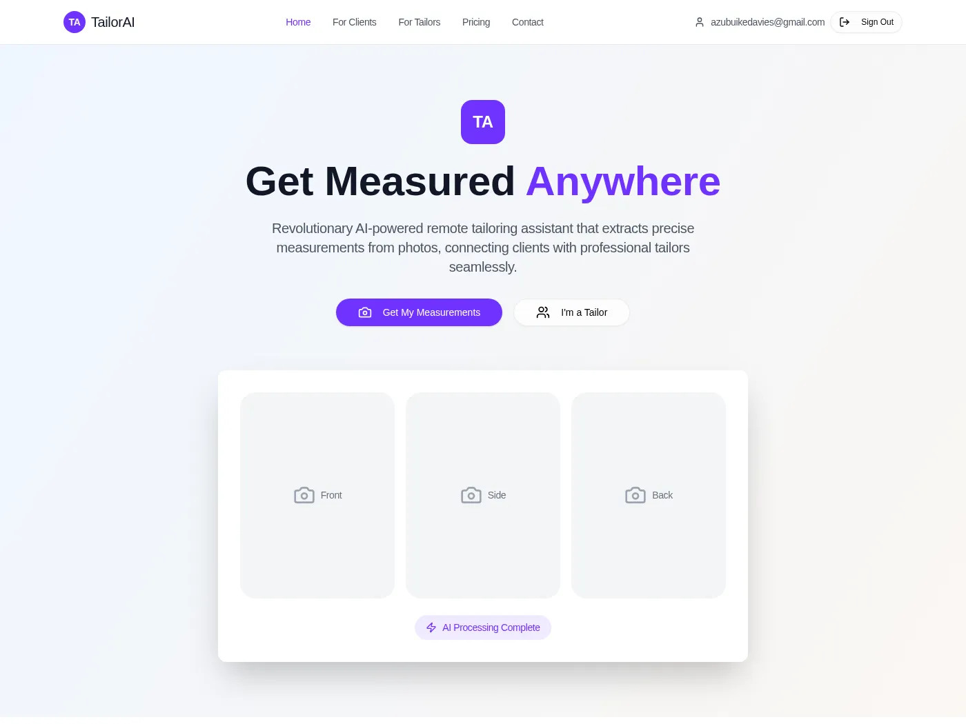 Remote Tailoring AI Assistant Web App