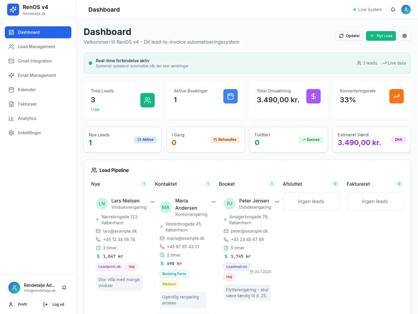 RenOS v4 - Complete SaaS Lead-to-Invoice Automation