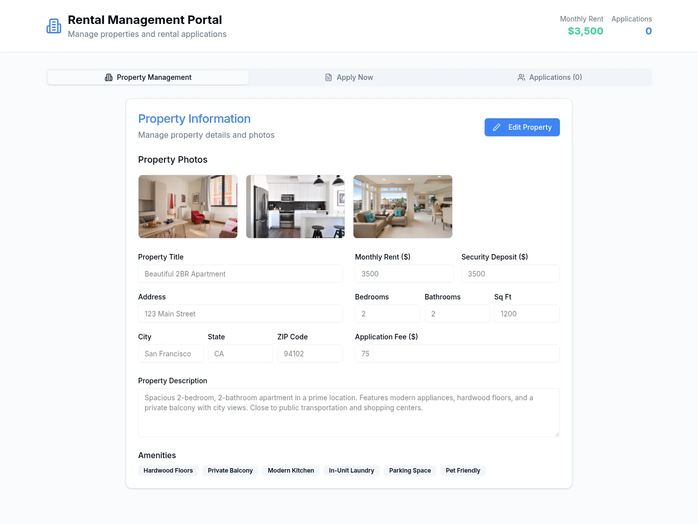 Comprehensive Rental Application Form with Payment Integration