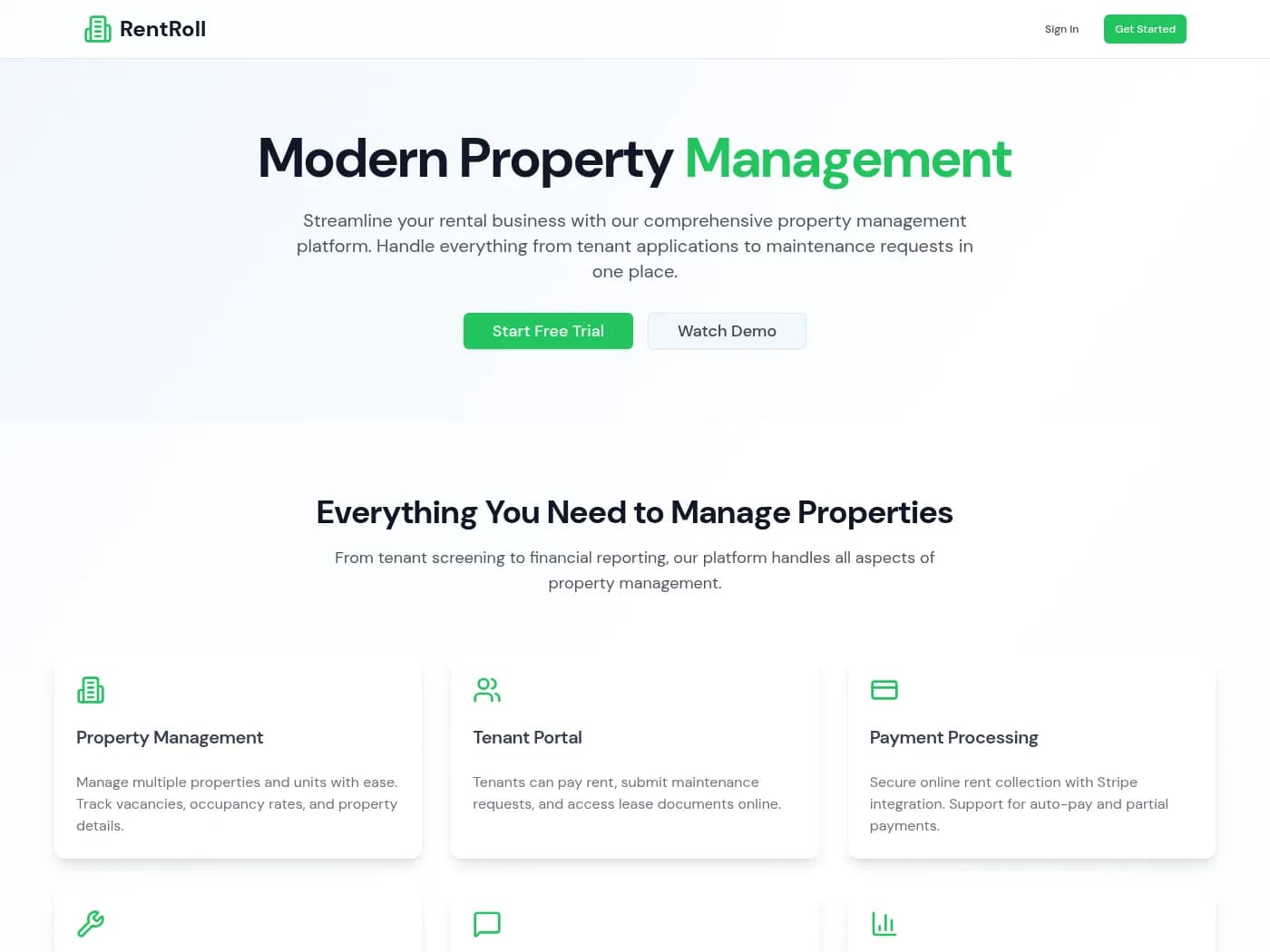 RentRoll Real-Time Property Management Platform