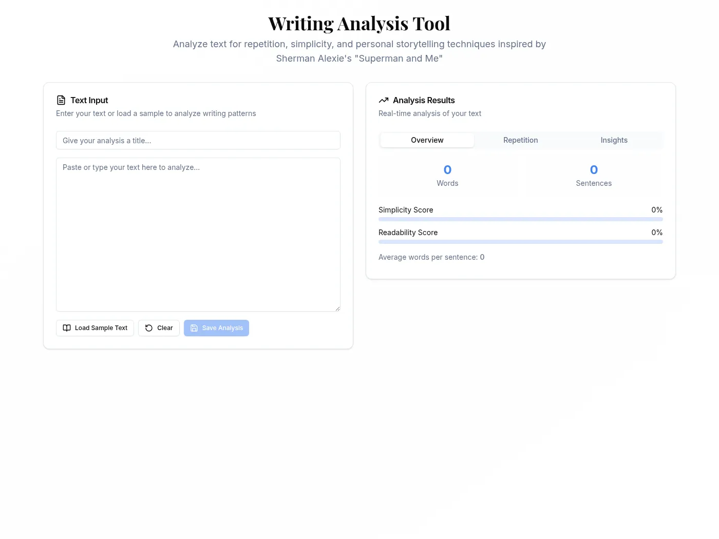 Repetition and Simplicity Analysis Tool for Writers