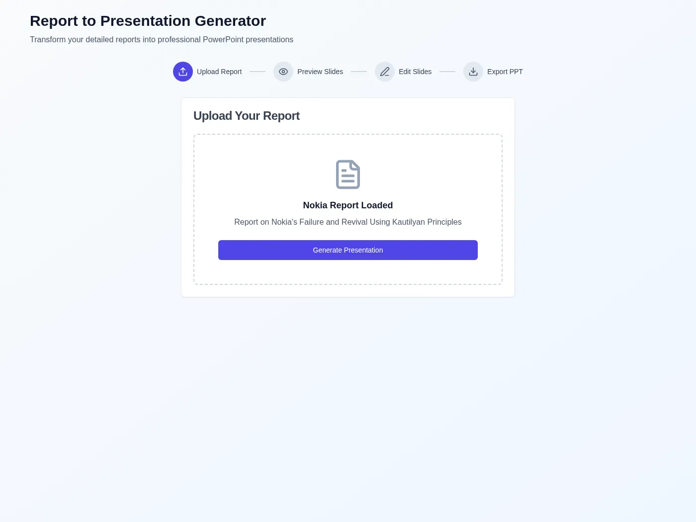 Report-to-Presentation Generator