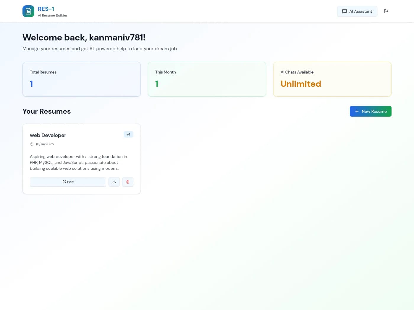 RES-1: AI Chatbot-Driven Resume Builder Web App
